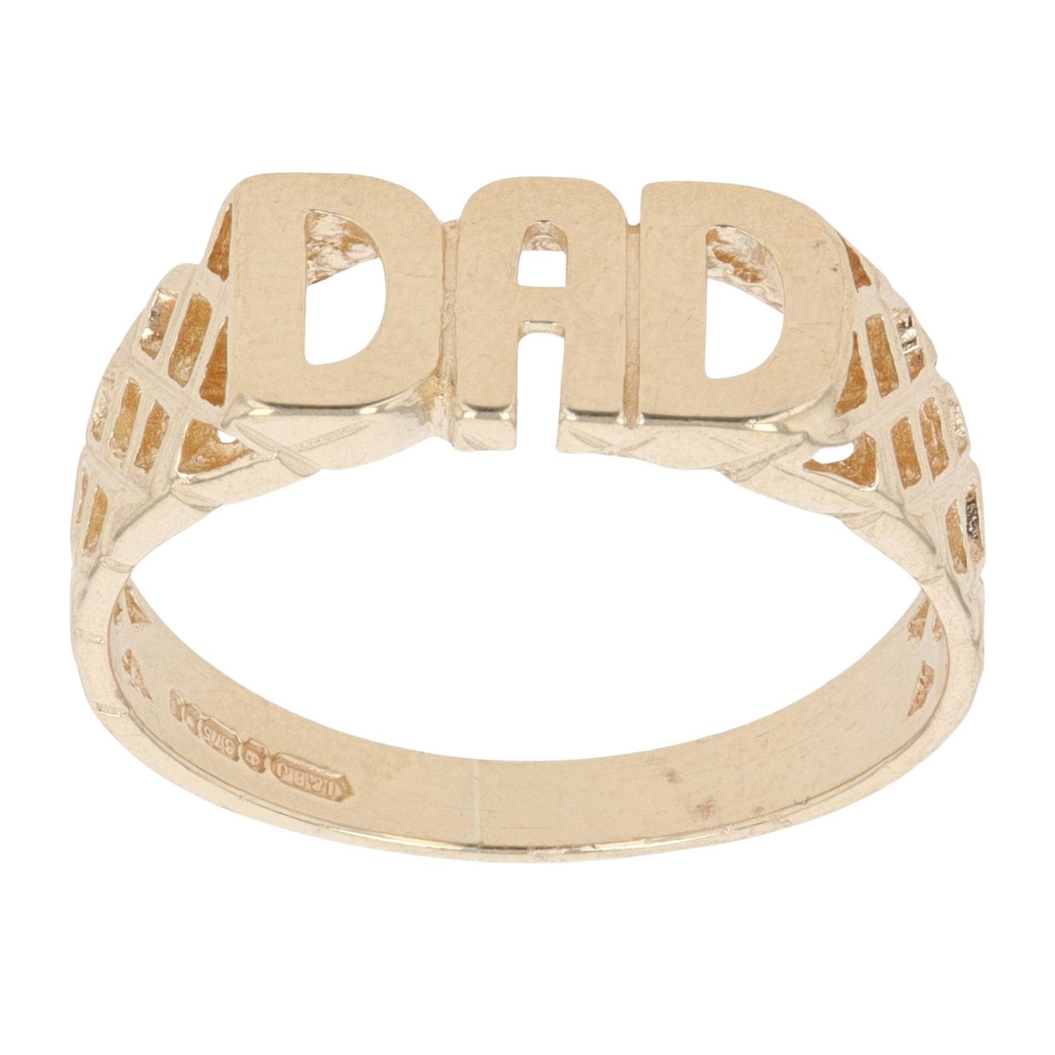 9ct Yellow Gold Patterned Dad Ring RAMS618355847008 | Ramsdens Jewellery