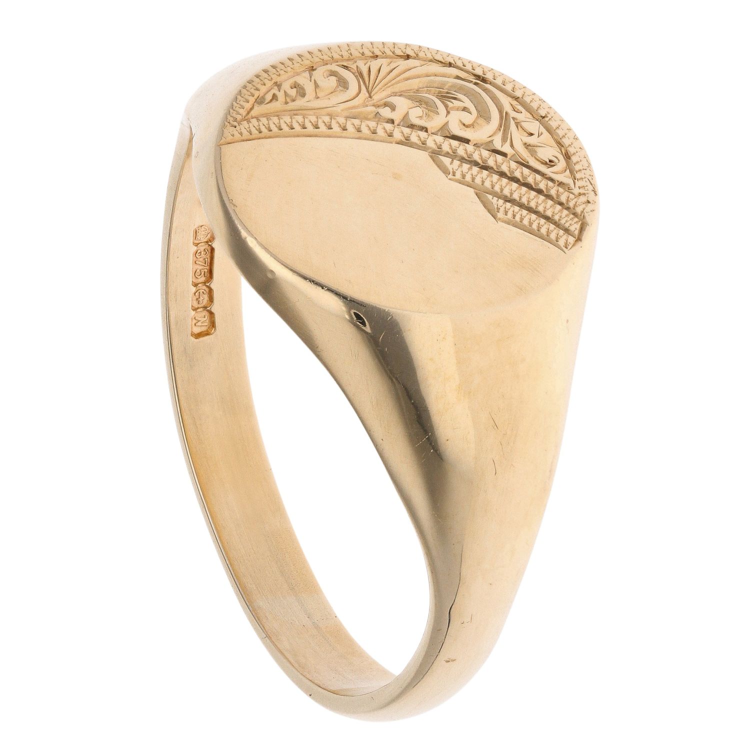 9ct Yellow Gold Patterned Signet Ring RAMS866364846002 | Ramsdens Jewellery