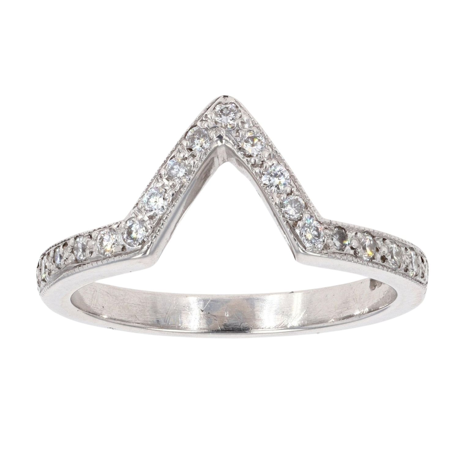 18ct White Gold 0.20ct Diamond Wishbone Ring RAMS897306353006 ...