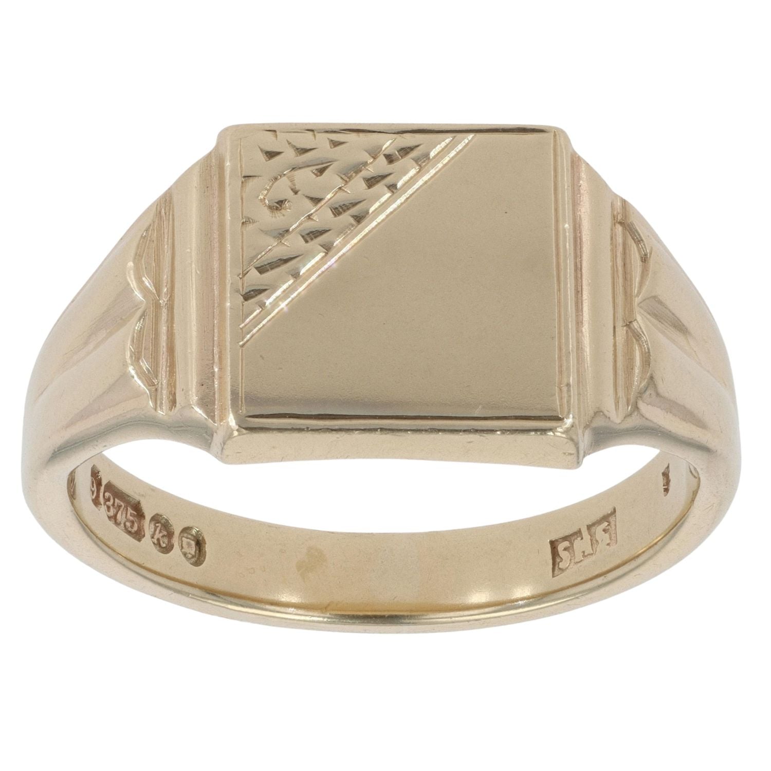 9ct Yellow Gold Square Signet Ring RAMS767361447004 | Ramsdens Jewellery