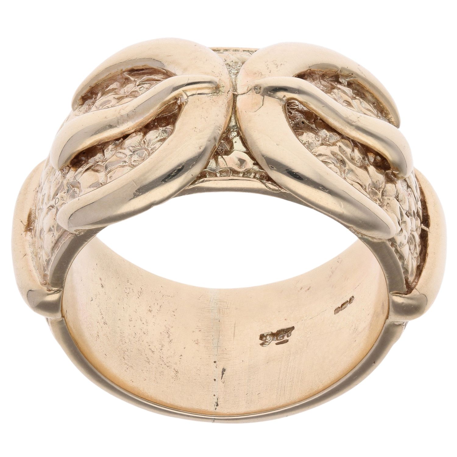 9ct Yellow Gold Patterned Double Buckle Ring RAMS720329691004 ...