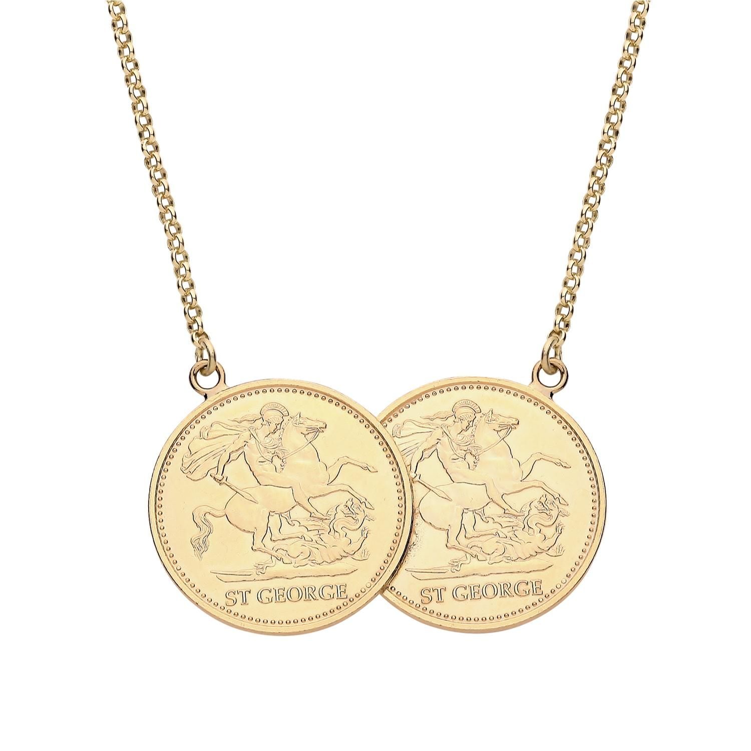18ct Yellow ﻿Gold on Sterling Silver Double Sovereign Coin George ...
