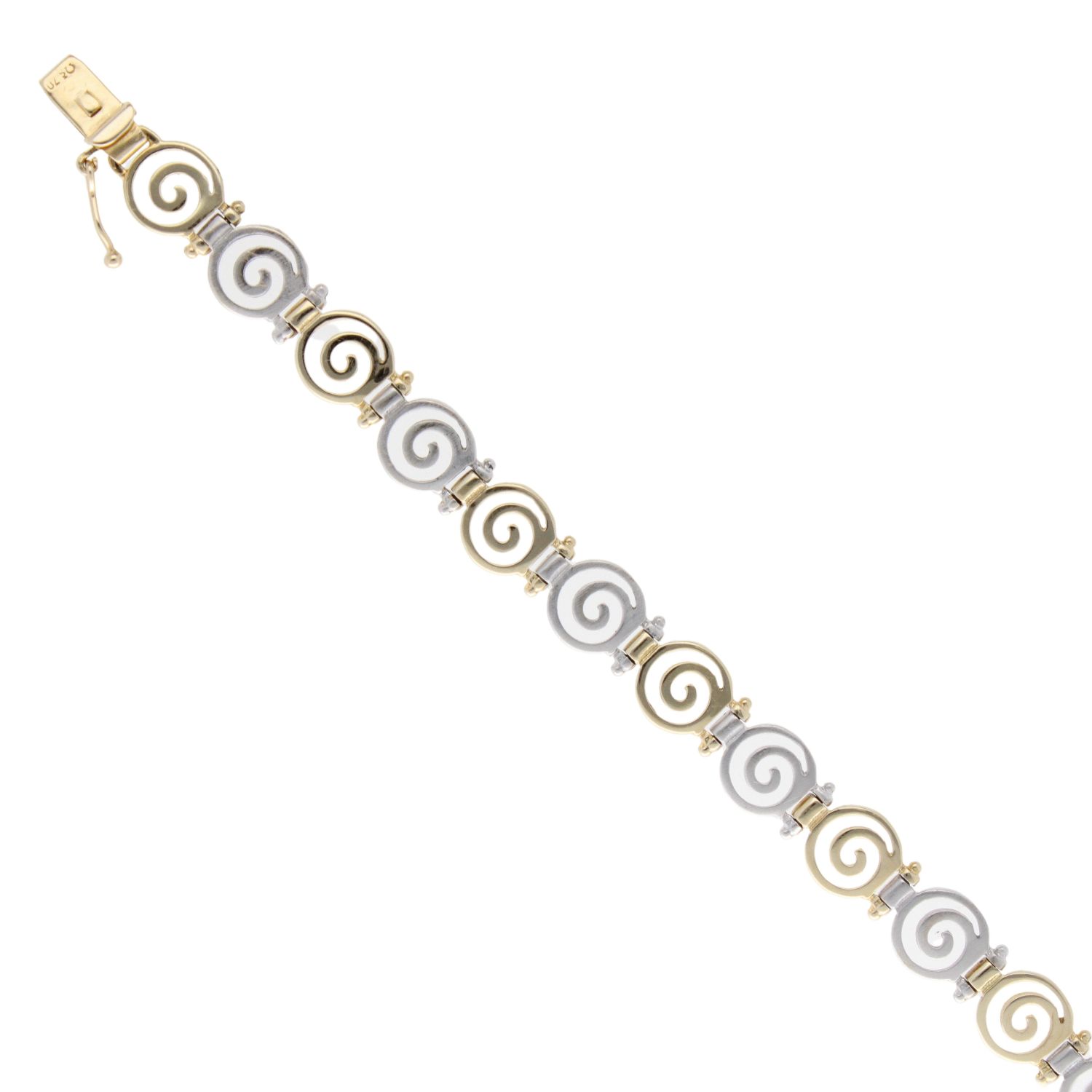 14ct Yellow and White Gold Swirl Bracelet 7" RAMS660297217004 ...