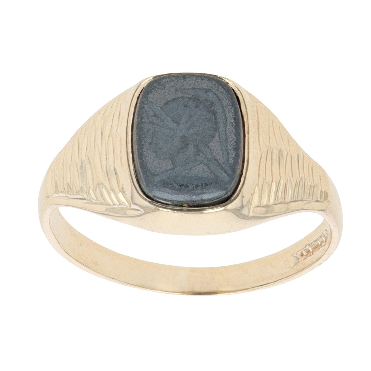 9ct Yellow Gold Hematite Centurion Signet Ring RAMS760357917010 ...