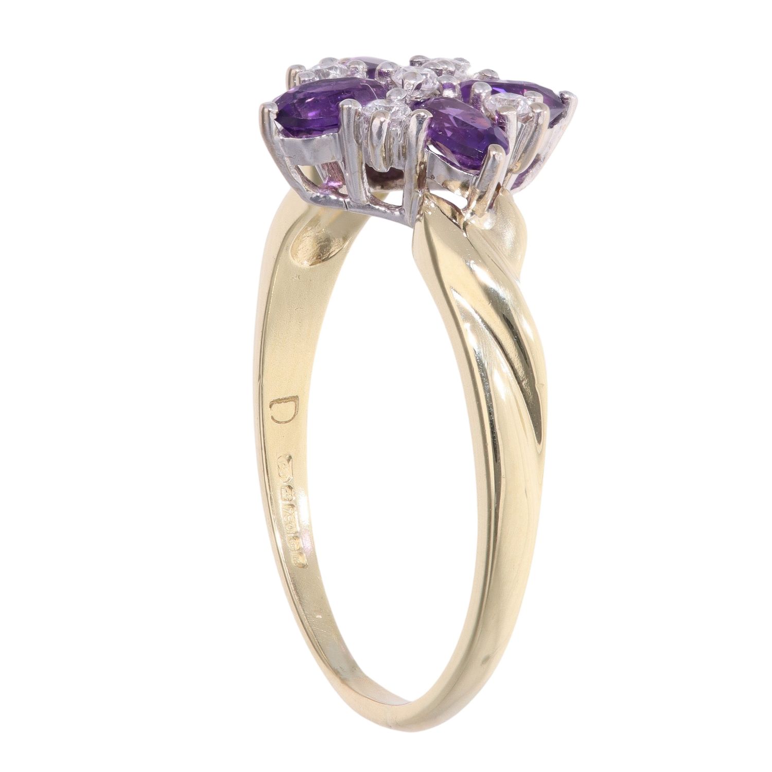 18ct Yellow Gold Amethyst and 0.15ct Diamond Dress Ring | Ramsdens ...