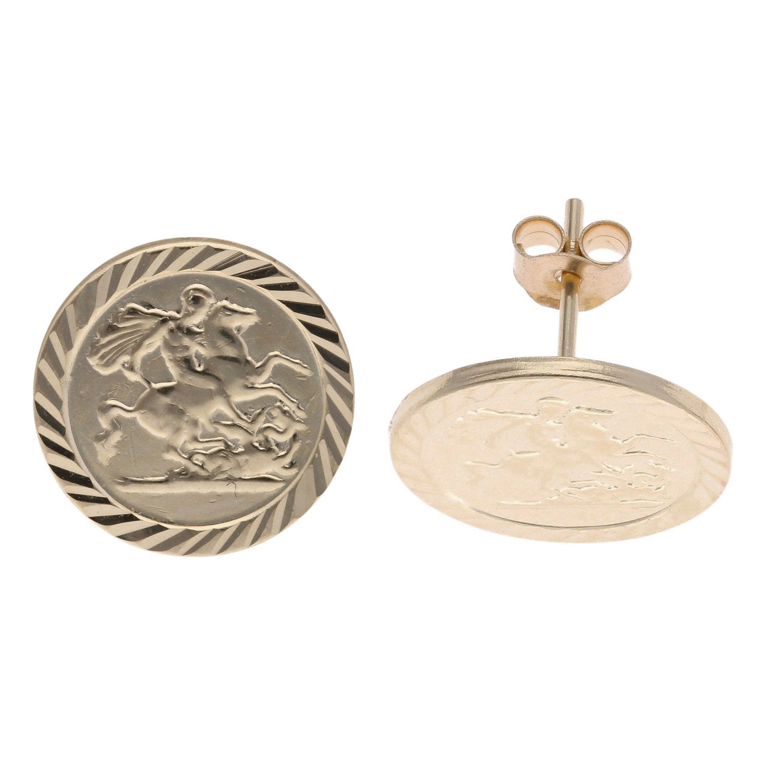 9ct Yellow Gold St George Stud Earrings RAMS3650000009 | Ramsdens Jewellery