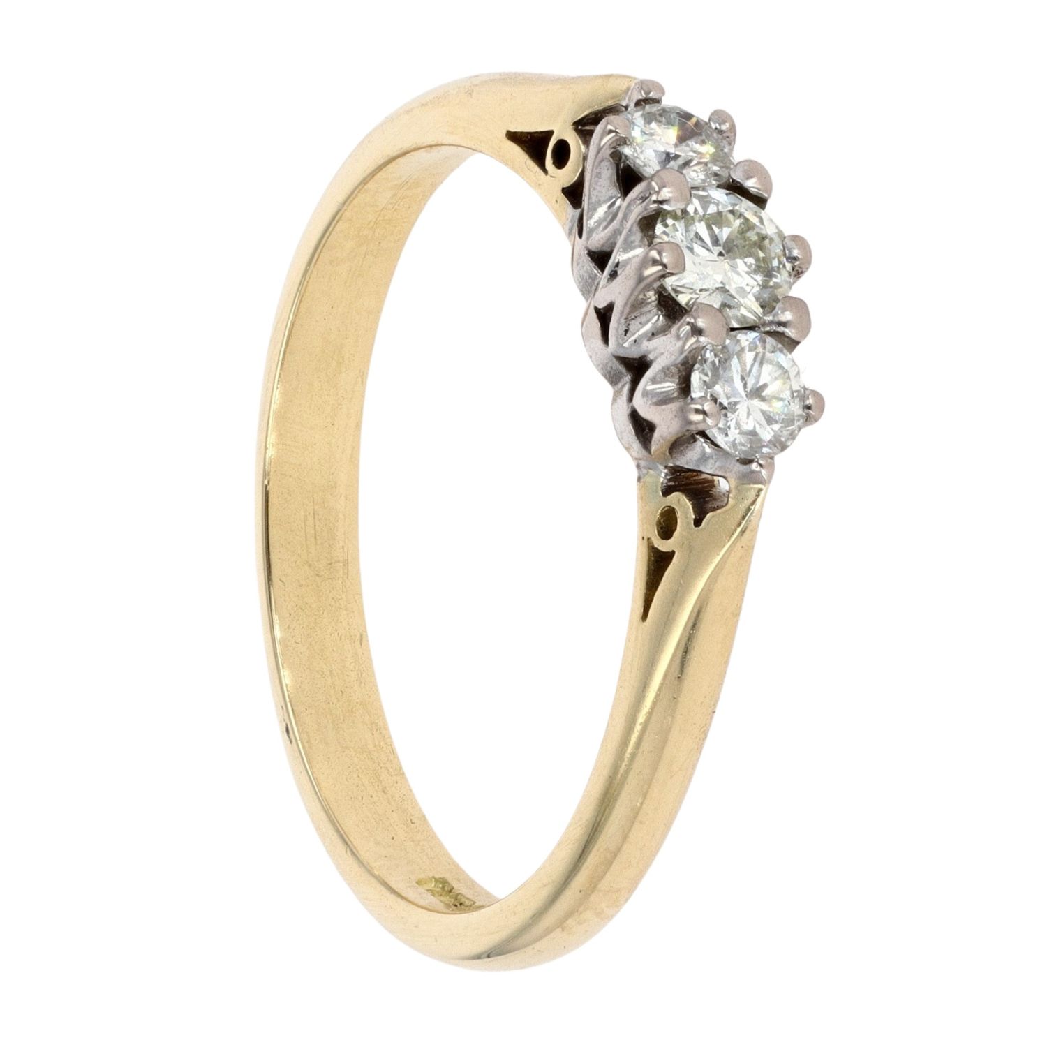 18ct Yellow Gold 0.35ct Diamond Trilogy Ring RAMS195305998002 ...