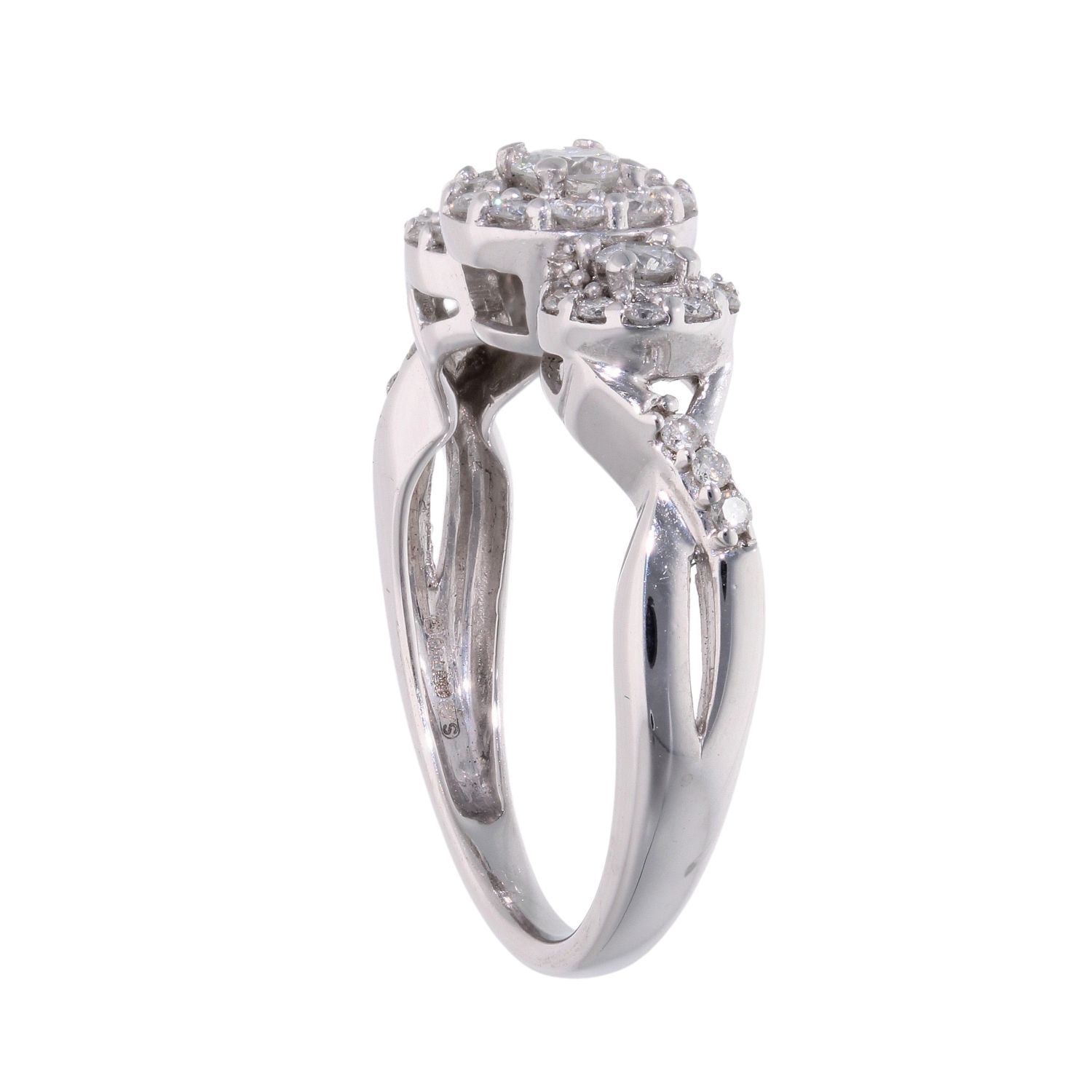 18ct White Gold Triple 0.50ct Diamond Cluster Ring RAMS943259780007 ...