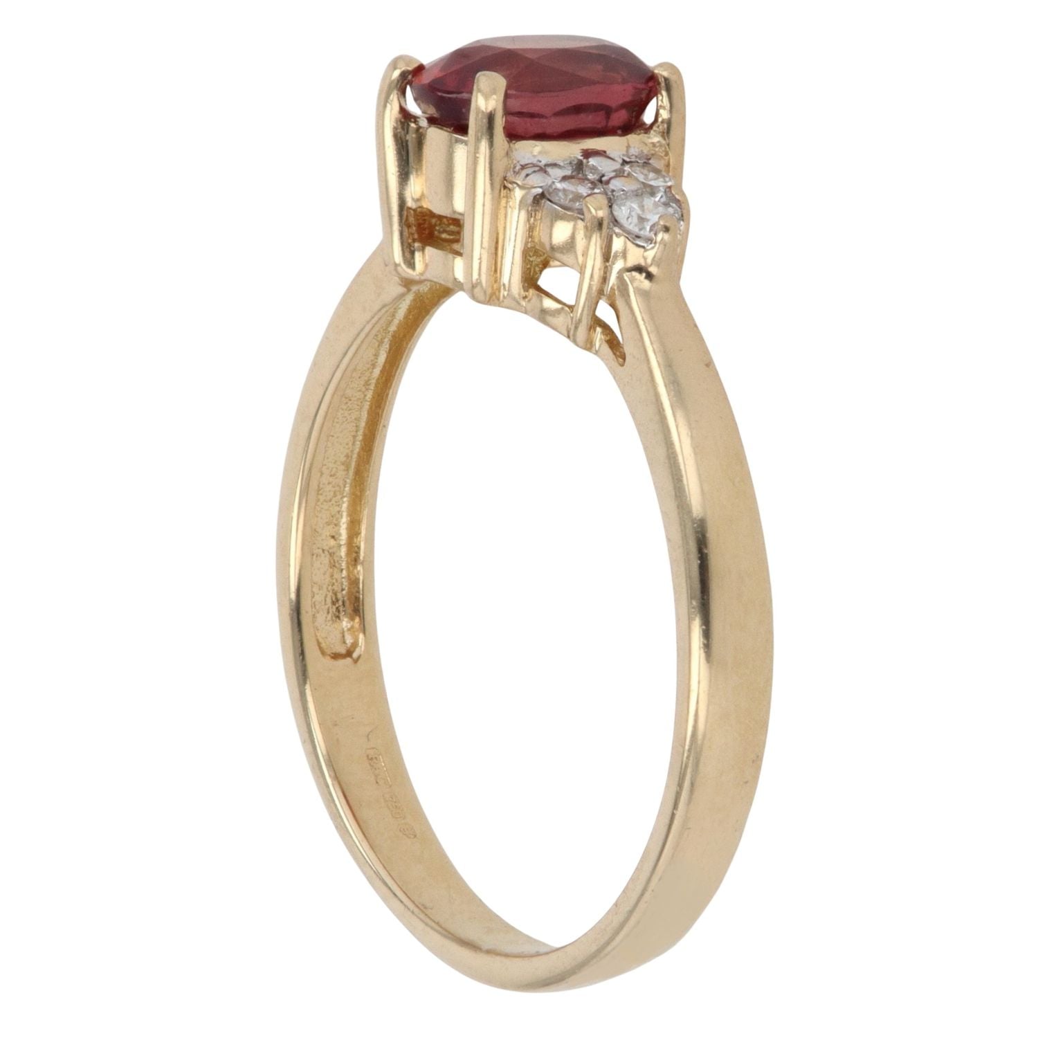 18ct Yellow Gold 0.15ct Diamond And Red Gemstone Ring RAMS796375665002 ...