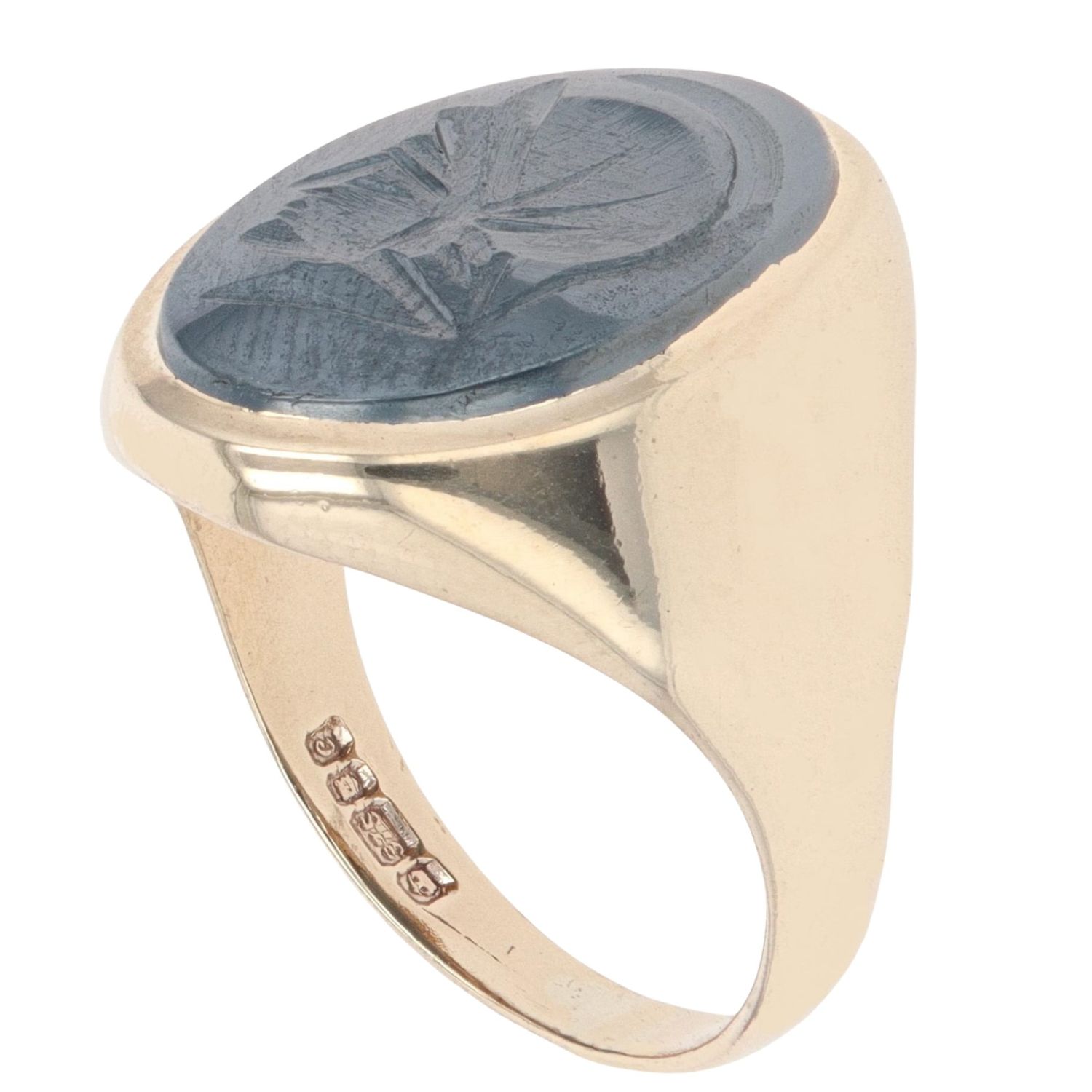 9ct Yellow Gold Oval Hematite Centurion Signet Ring RAMS917344768005 ...