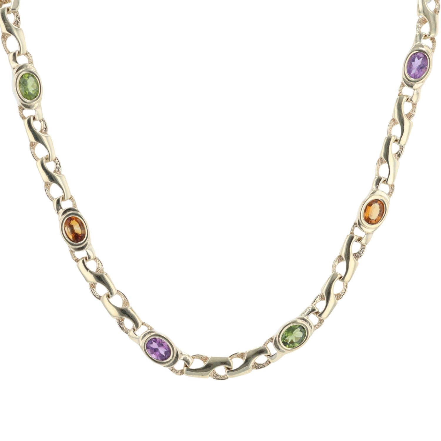 9ct Yellow Gold Amethyst, Peridot and Amber Infinity Chain 18" RAMS746355634001 | Ramsdens Jewellery
