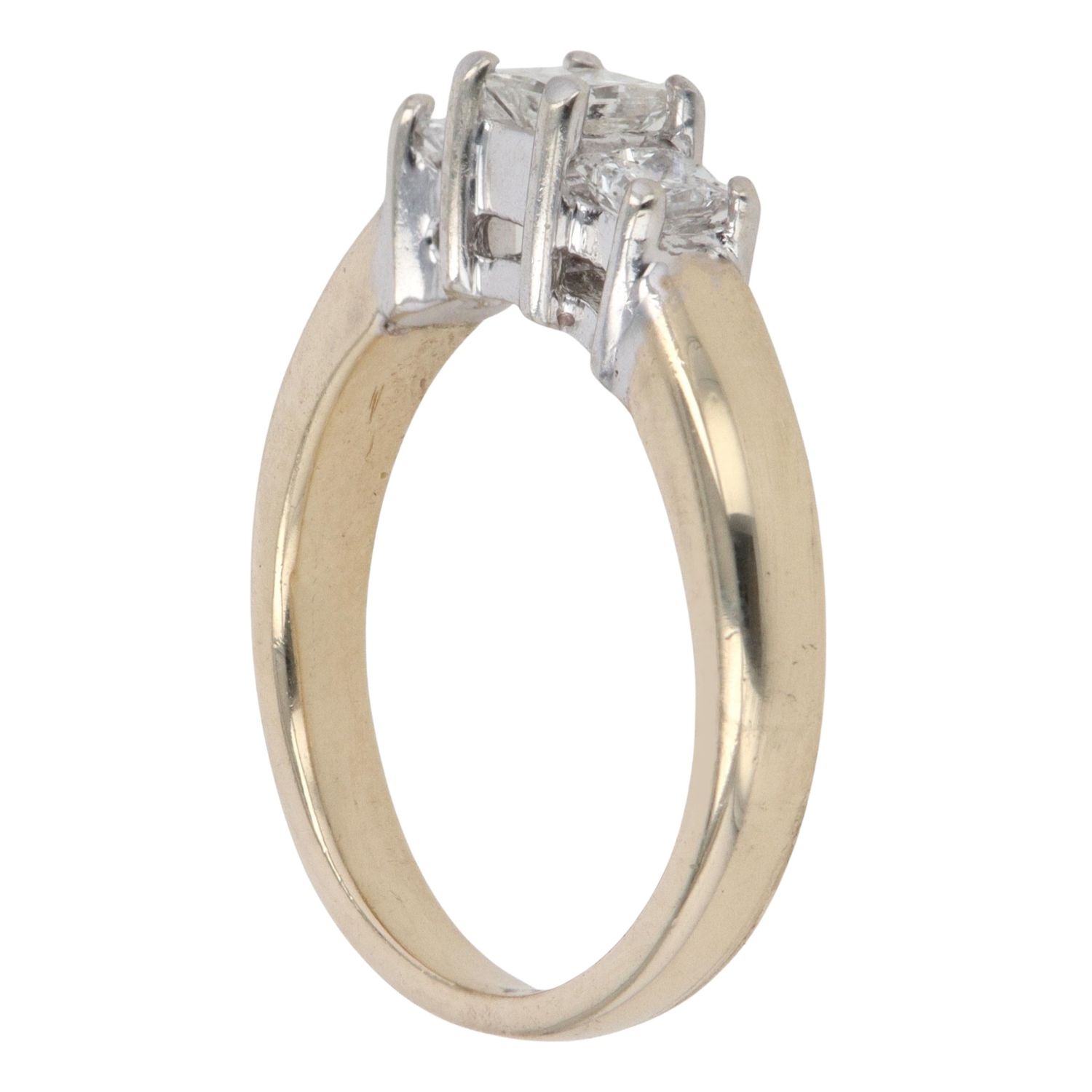 14ct Yellow Gold 0.50ct Princess Cut Diamond Trilogy Ring ...