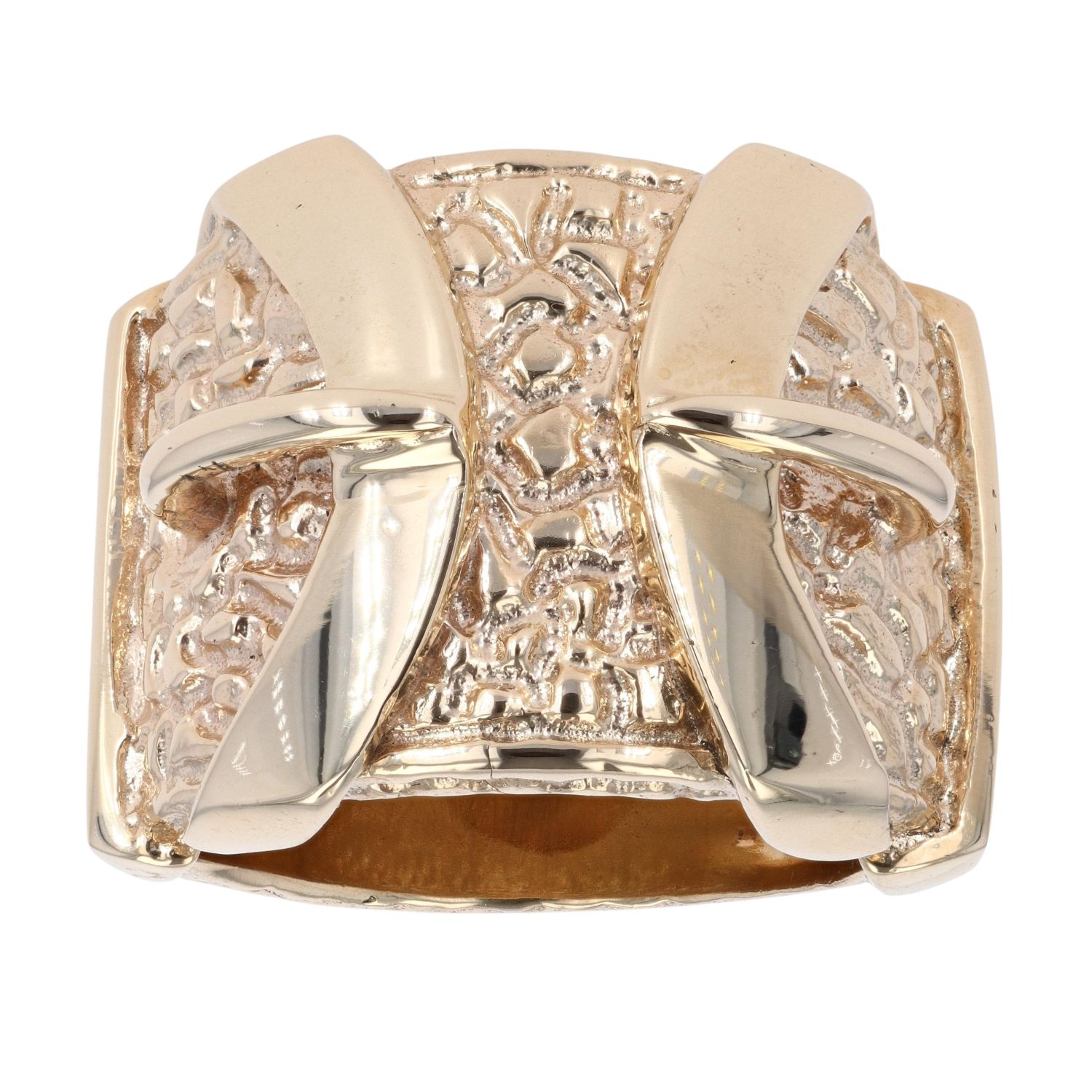 9ct Yellow Gold Double Nugget Buckle Ring RAMS206506149601 | Ramsdens ...