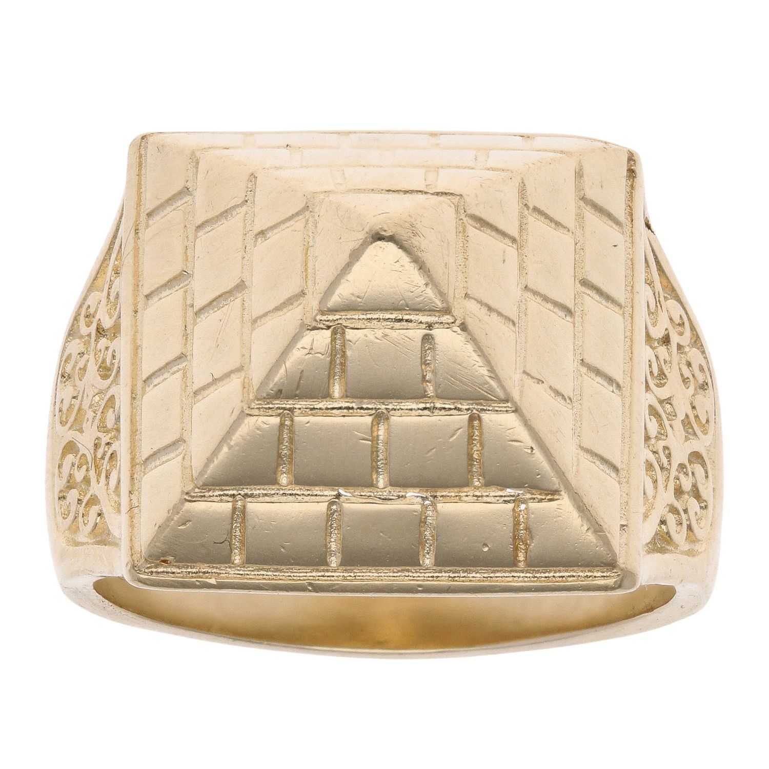 9ct Yellow Gold Patterned Pyramid Ring RAMS981361328004 | Ramsdens ...