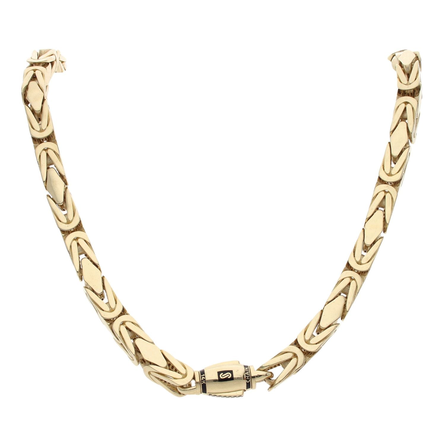 14ct Yellow Gold Monaco Byzantine Rey Plain Lock Chain 24 ...