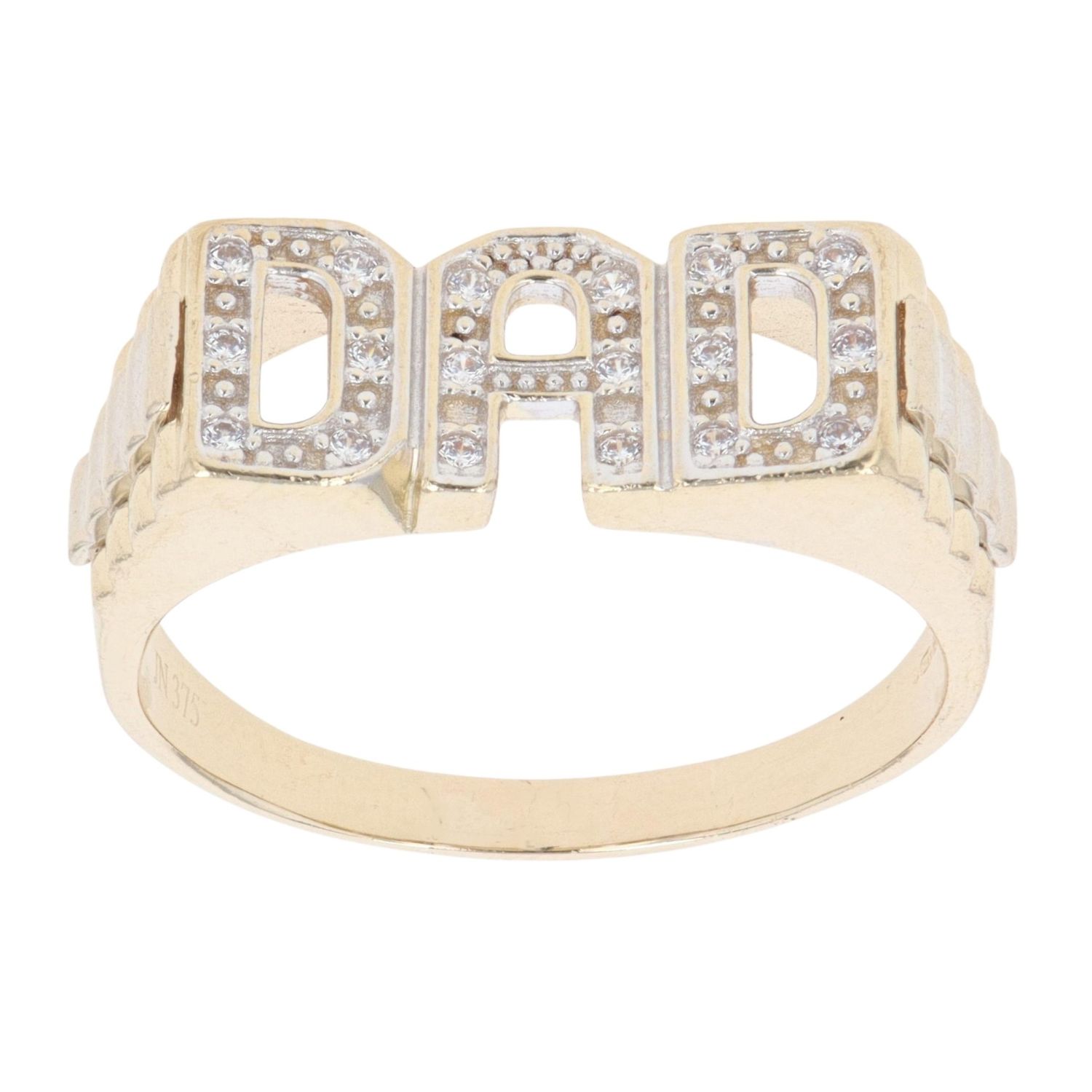 9ct Yellow And White Gold Cubic Zirconia Dad Ring RAMS201801348001 ...