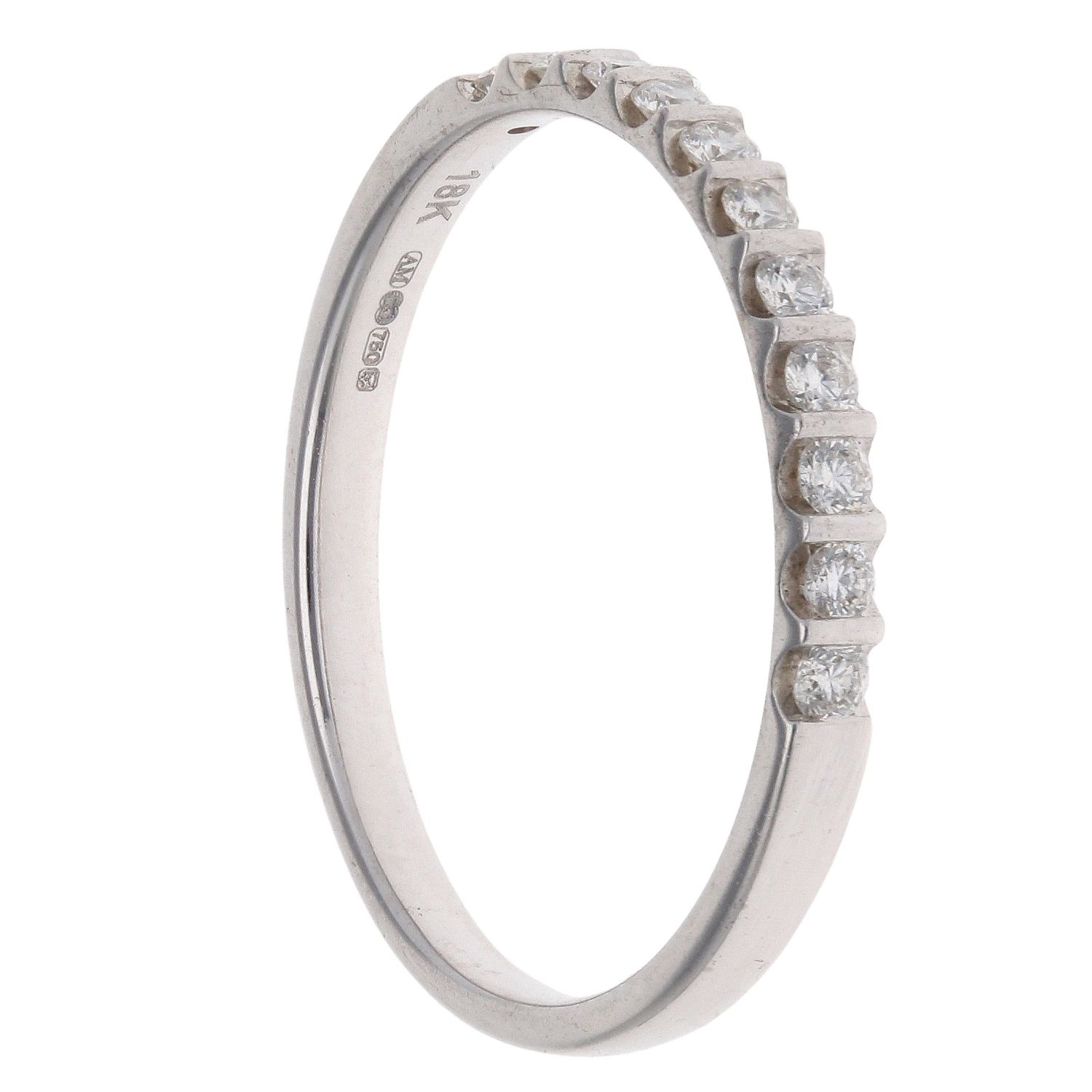 18ct White Gold 0.25ct Brilliant Cut Diamond Half Eternity Ring ...