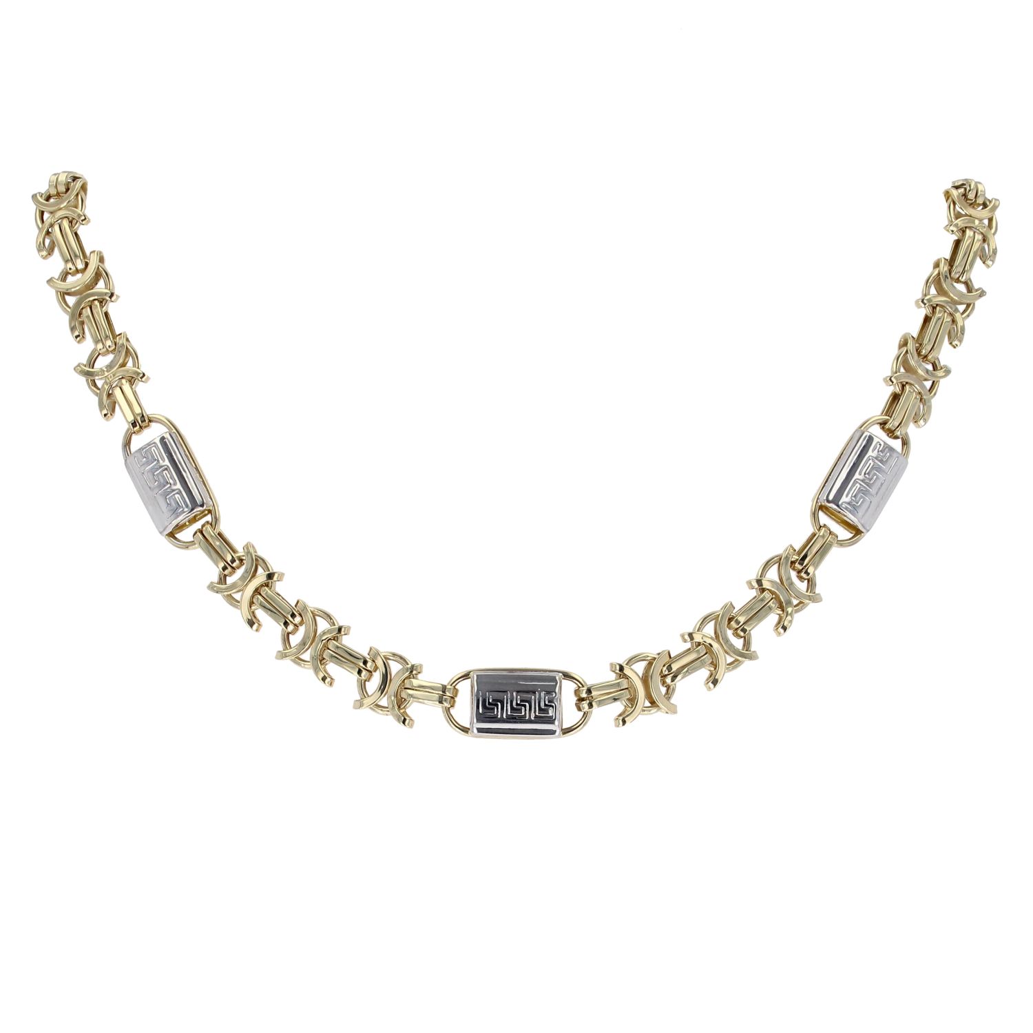 14ct Yellow And White Gold Greek Key Byzantine 24" Chain RAMS7830000311 ...
