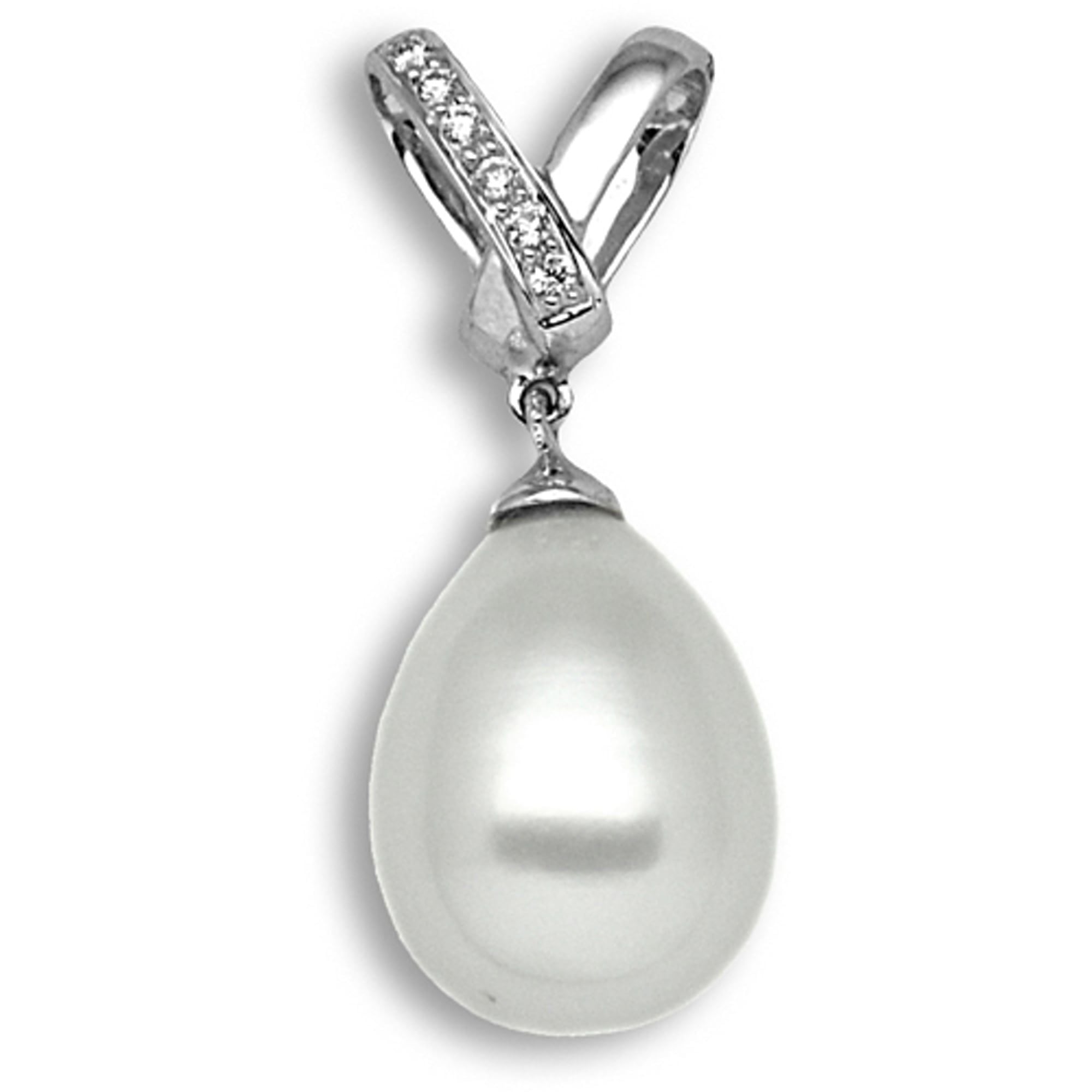 18ct White Gold 0.04ct Diamond & Pearl Pendant RAMS18P221 | Ramsdens ...