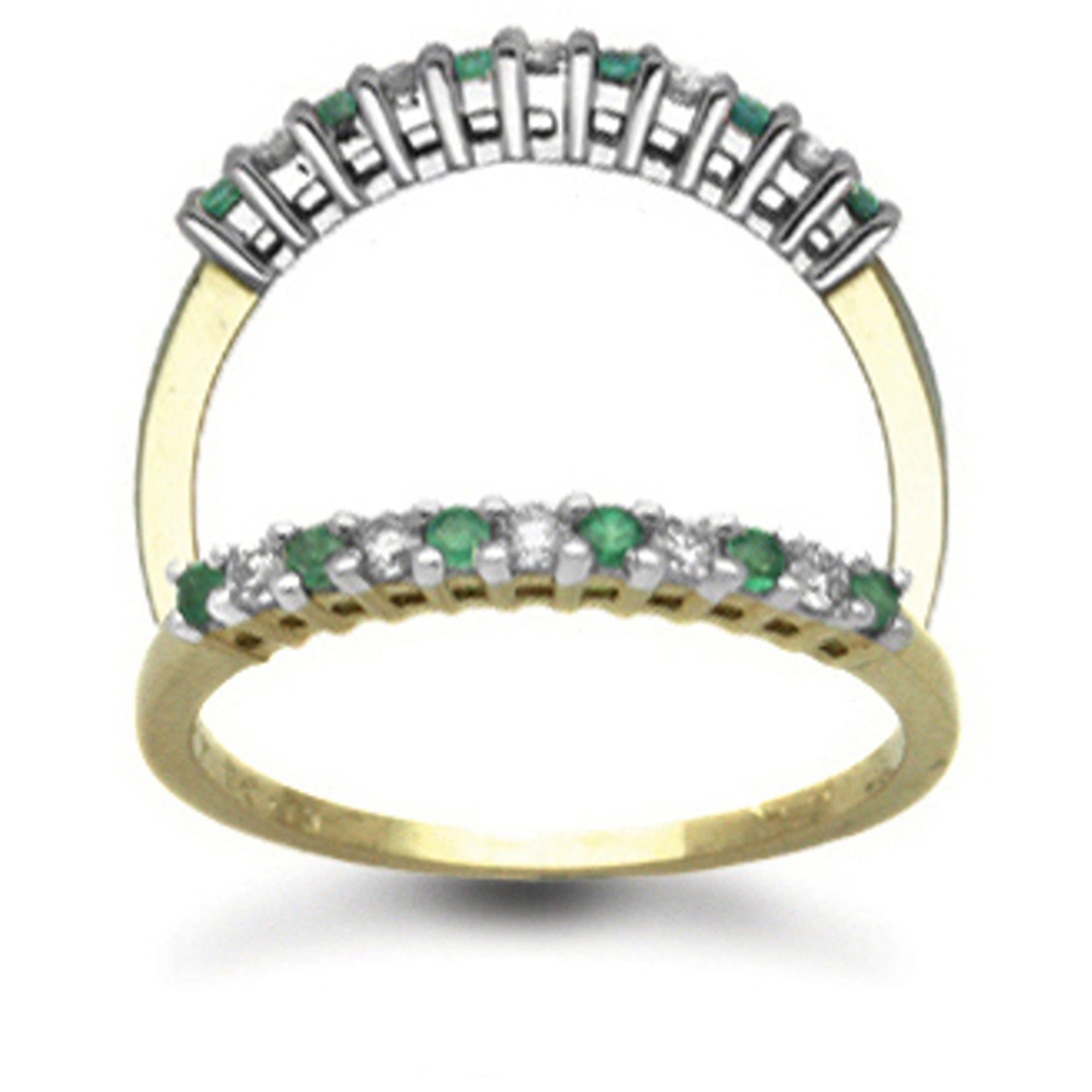 9ct Yellow Gold 0.25ct Emerald And Diamond Half Eternity Ring RAMS9R385 ...