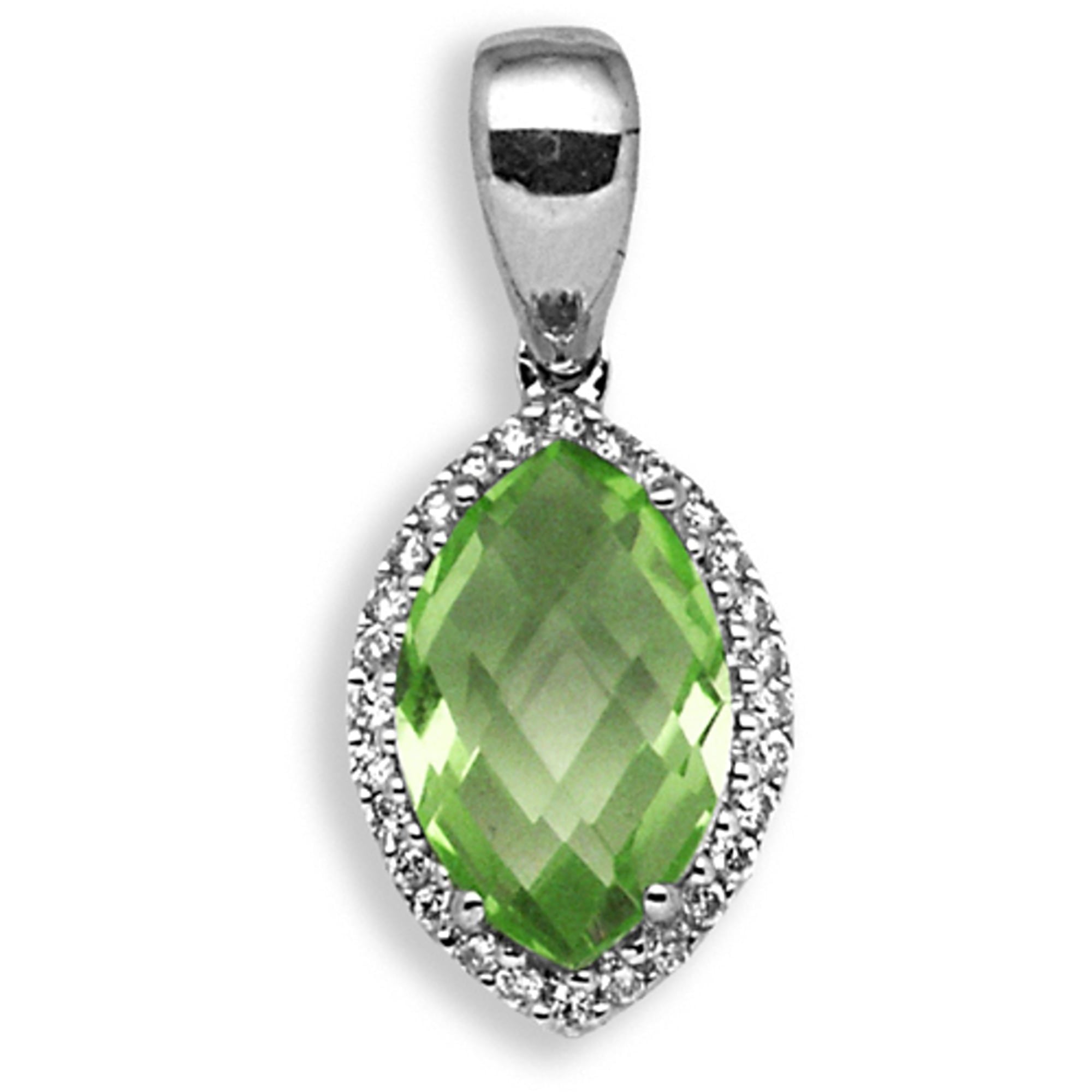 18ct White Gold Diamond-0.10ct Peridot-1.60ct Pendant RAMS18P218 ...