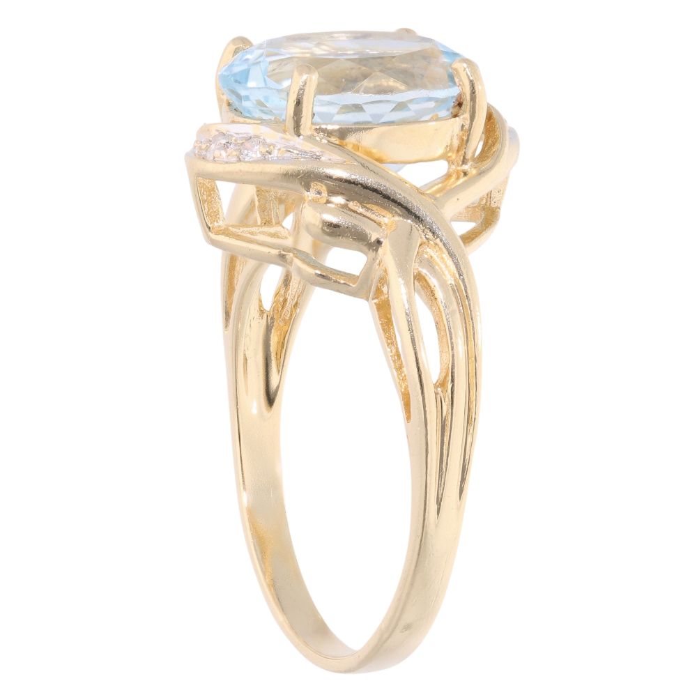 18ct Yellow Gold Aquamarine And 0.05ct Diamond Ring RAMS677305512015 ...