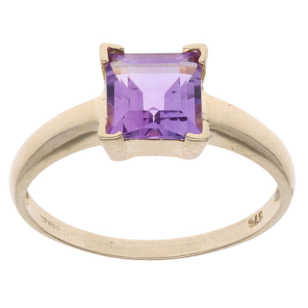9ct Yellow Gold Amethyst Single Stone Ring RAMS771359858009 | Ramsdens ...