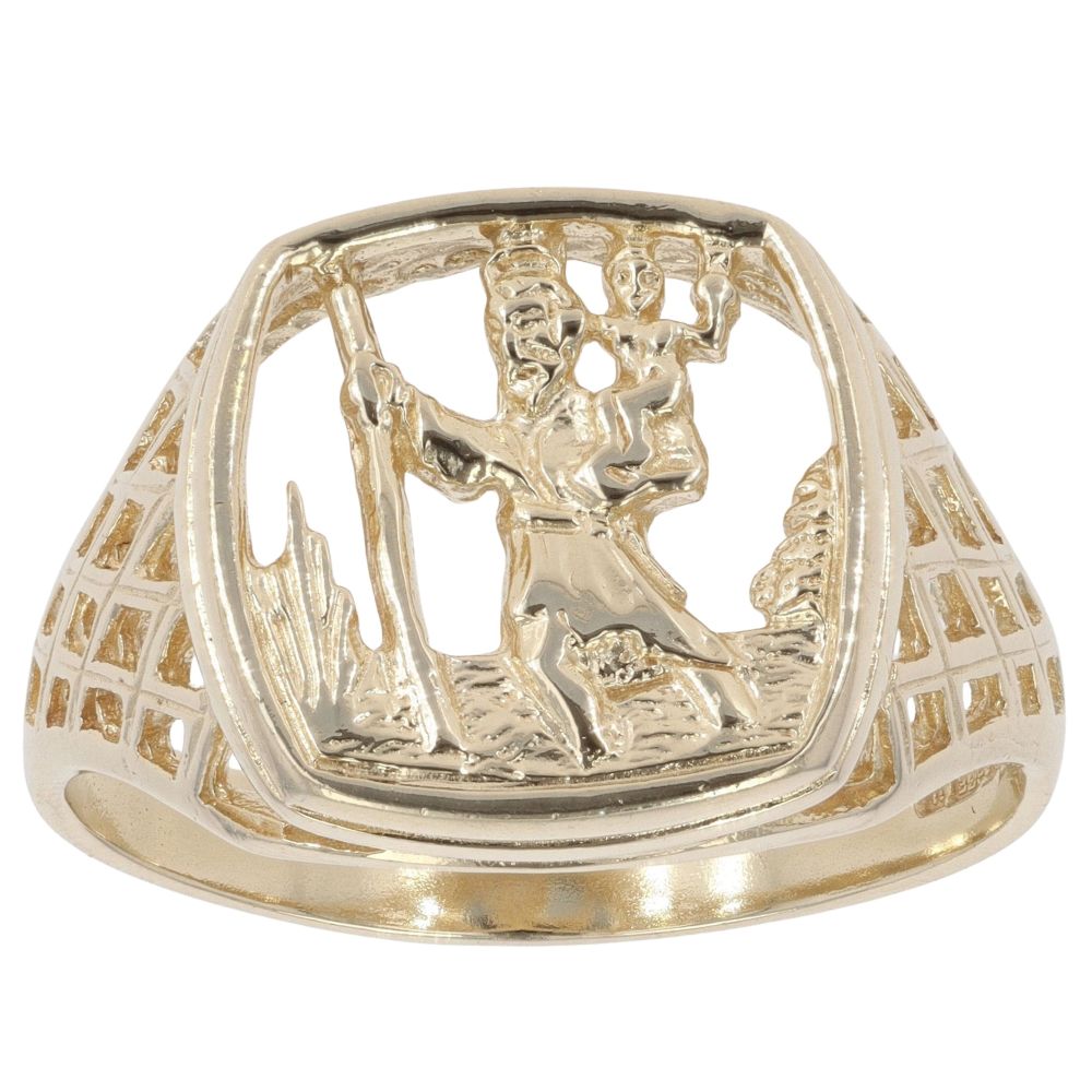 9ct Yellow Gold St Christopher Signet Ring RAMS450353949009 | Ramsdens ...