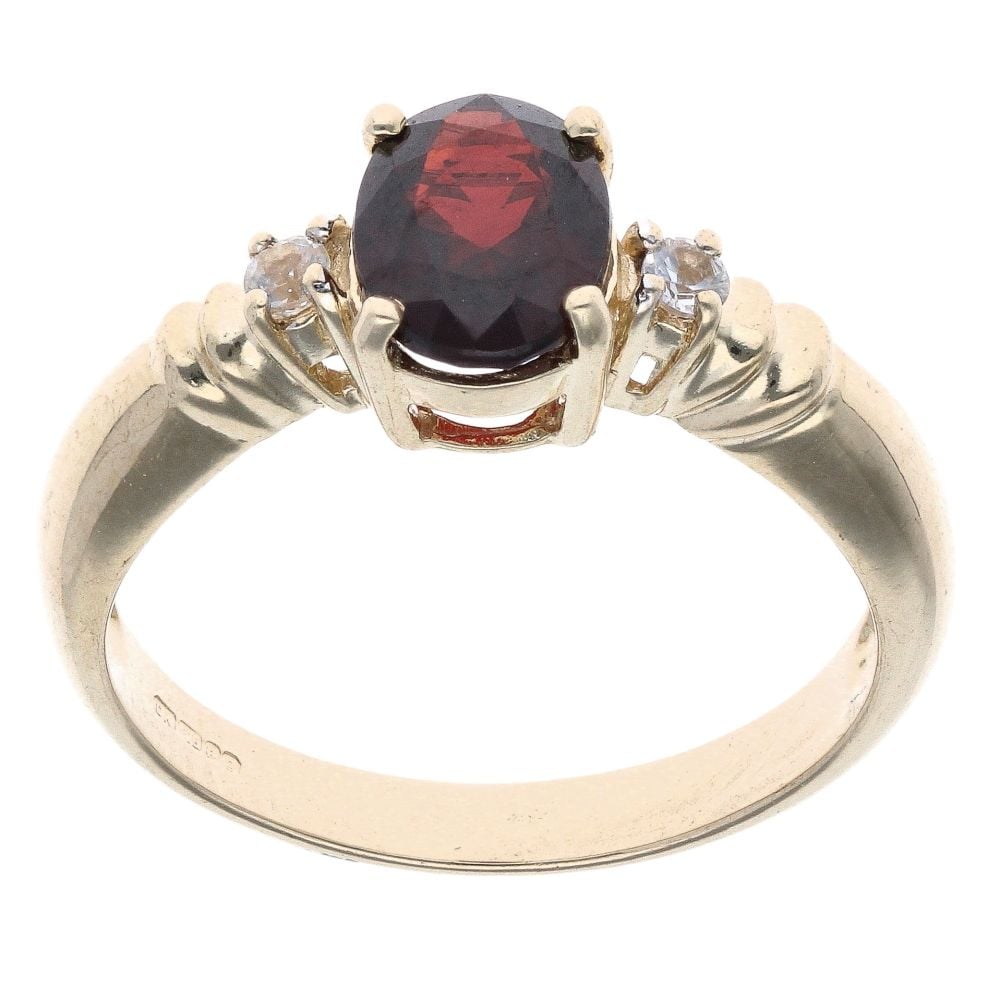 9ct Yellow Gold Garnet And Cubic Zirconia Ring RAMS553336678019 ...