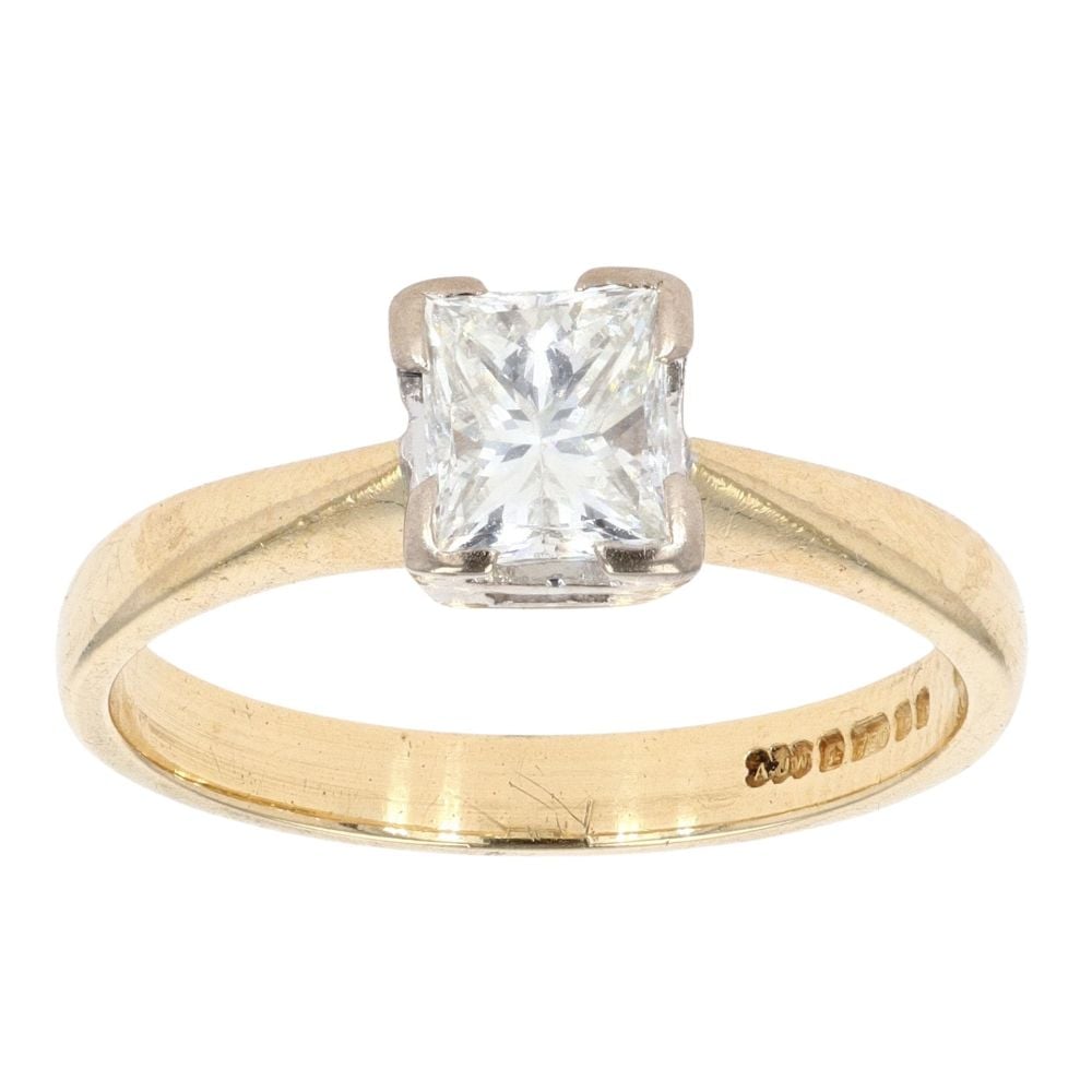 18ct Yellow Gold 0.75ct Diamond Princess Cut Solitaire Ring | Ramsdens ...