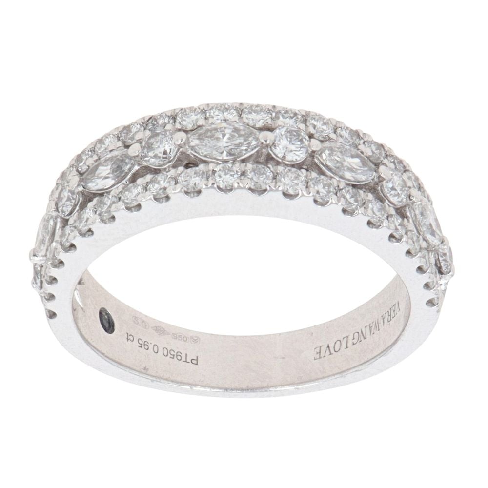 Platinum 0.95ct Brilliant and Marquise Cut Diamond Vera Wang Three Row Ring RAMS200900778001 ...