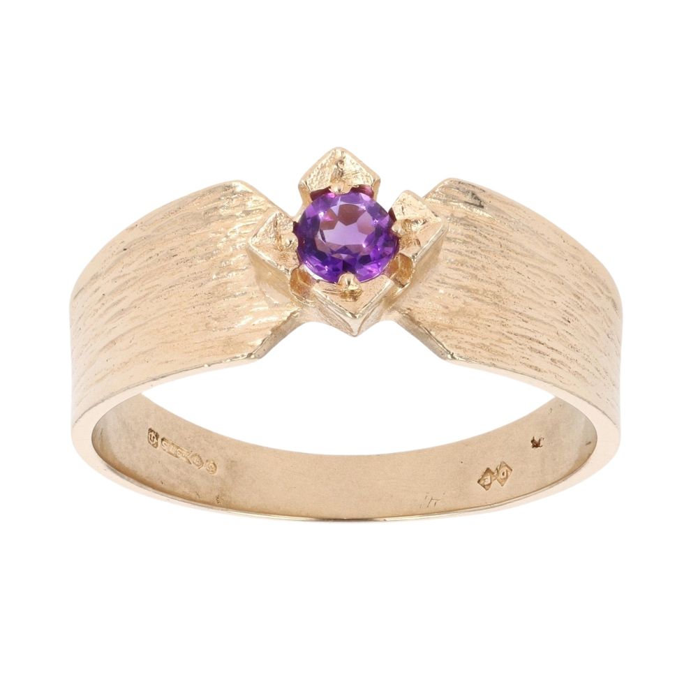 9ct Yellow Gold Single Stone Amethyst Ring RAMS770309417012 | Ramsdens Jewellery
