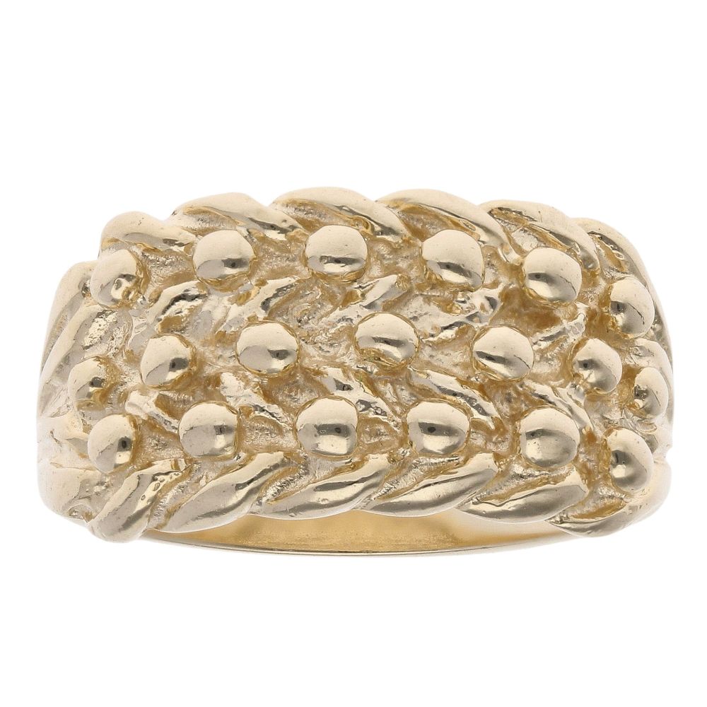 9ct Yellow Gold Three Row Keeper Ring RAMS748351150001 | Ramsdens Jewellery