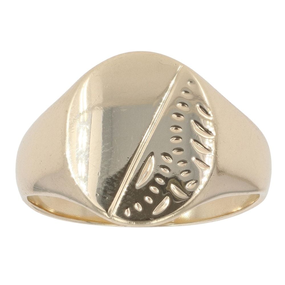 9ct Yellow Gold Patterned and Plain Signet Ring RAMS177353138005 ...
