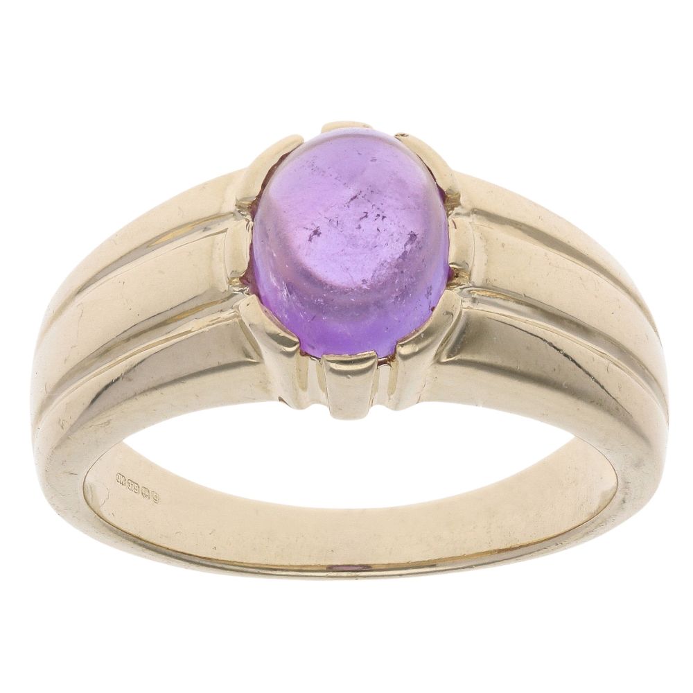 9ct Yellow Gold Amethyst Single Stone Signet Ring RAMS746355634010 ...