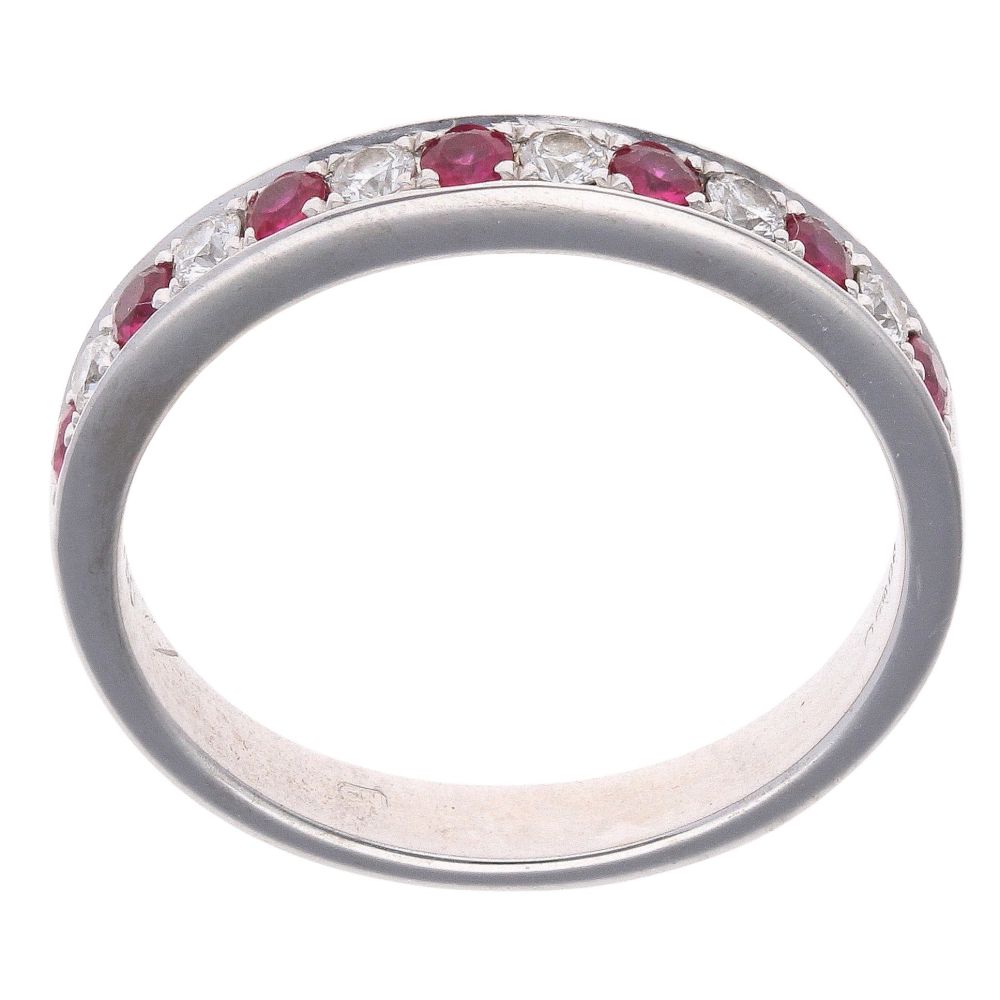 18ct White Gold 0.15ct Diamond And Ruby Half Eternity Ring ...