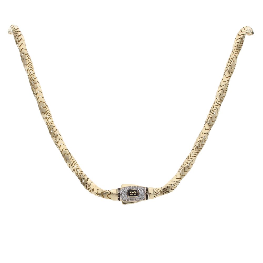 14ct Yellow And White Gold Monaco Spin Pave Lock Twist Chain 26 ...