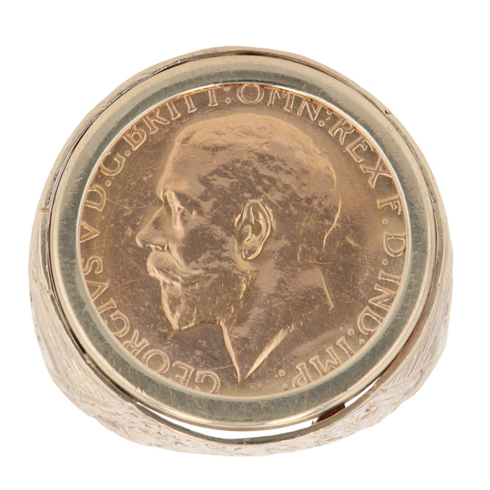 9ct Yellow Gold 1921 George V Full Sovereign Ring RAMS760361415010 ...