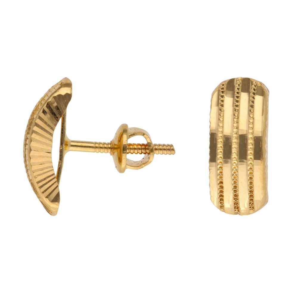 22ct Yellow Gold Grained Arch Stud Earrings RAMS2450000009 | Ramsdens ...