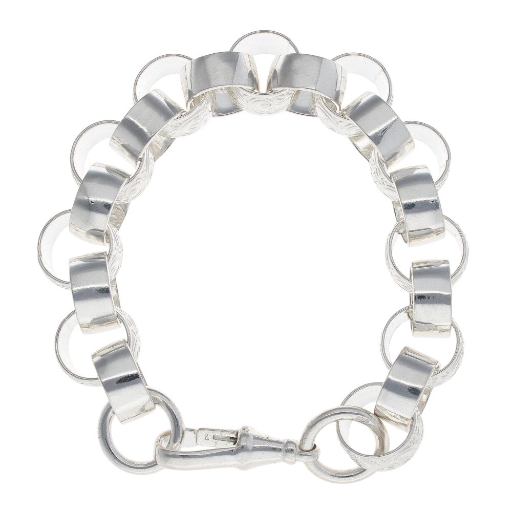 Silver Patterned And Plain Belcher Bracelet 9" By Icesia RAMS4690000116 ...