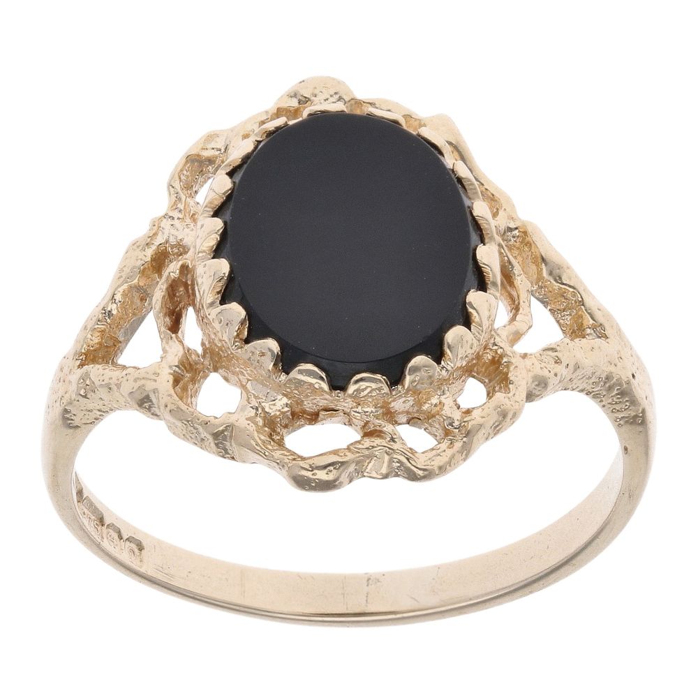 9ct Yellow Gold Oval Onyx Ring RAMS662343757001 | Ramsdens Jewellery