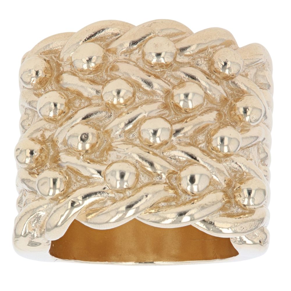 9ct Yellow Gold Four Row Keeper Ring RAMS207702534501 | Ramsdens Jewellery