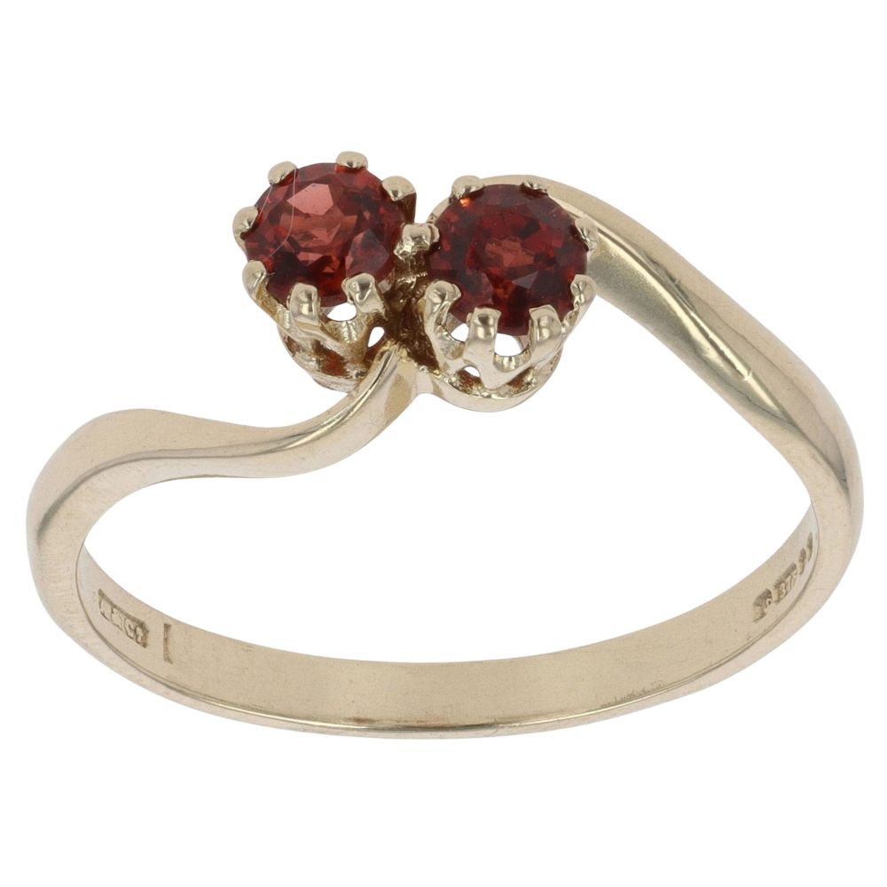 9ct Yellow Gold Two Stone Garnet Ring RAMS960351403004 | Ramsdens Jewellery