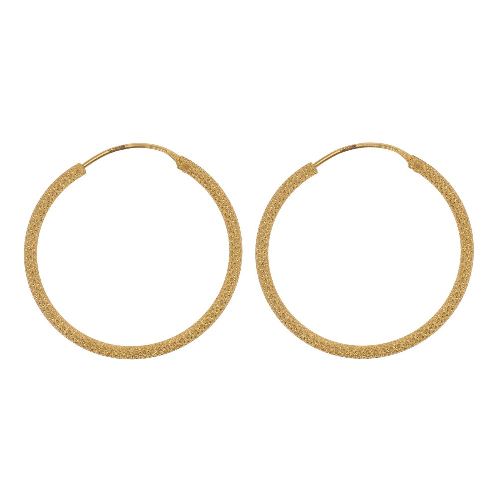 22ct Yellow Gold Diamond Cut Hoop Earrings RAMS2450000014 | Ramsdens ...