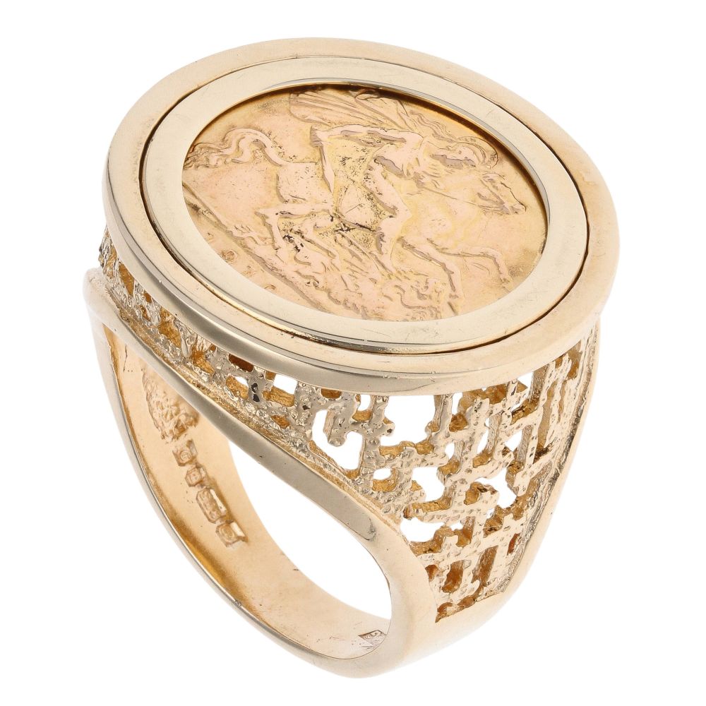 9ct Yellow Gold 1910 Edward Half Sovereign Coin Ring RAMS746323952018 ...