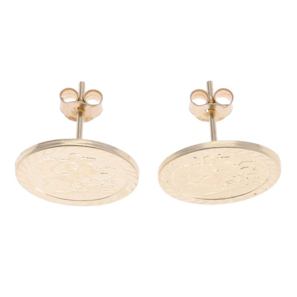 9ct Yellow Gold St George Stud Earrings RAMS3650000009 | Ramsdens Jewellery
