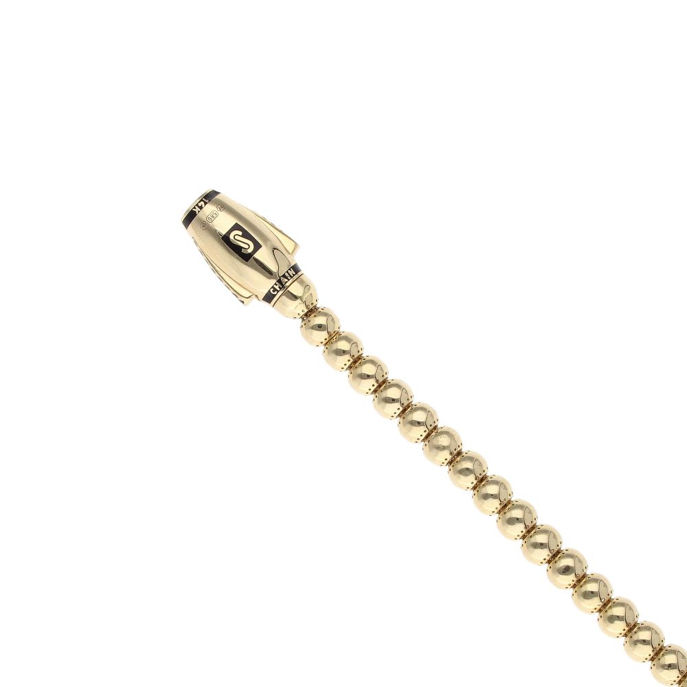 14ct Yellow Gold Monaco Bub Plain Lock Bead Bracelet 8.5 ...