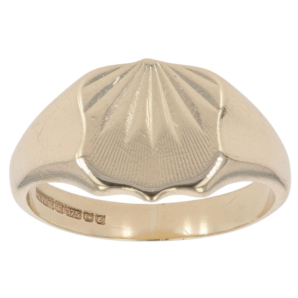 9ct Yellow Gold Patterned Shield Signet Ring RAMS664355009004 ...