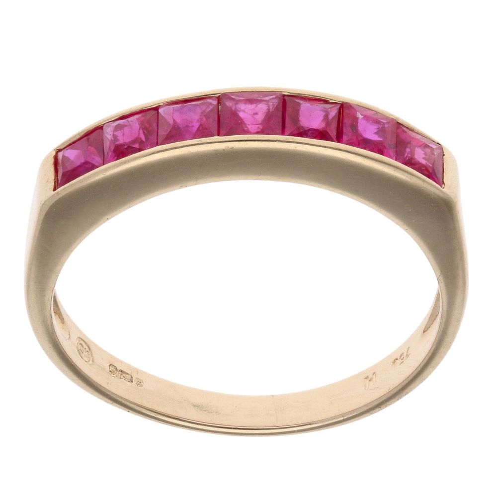 18ct Yellow Gold Ruby Half Eternity Ring RAMS180339636005 | Ramsdens ...