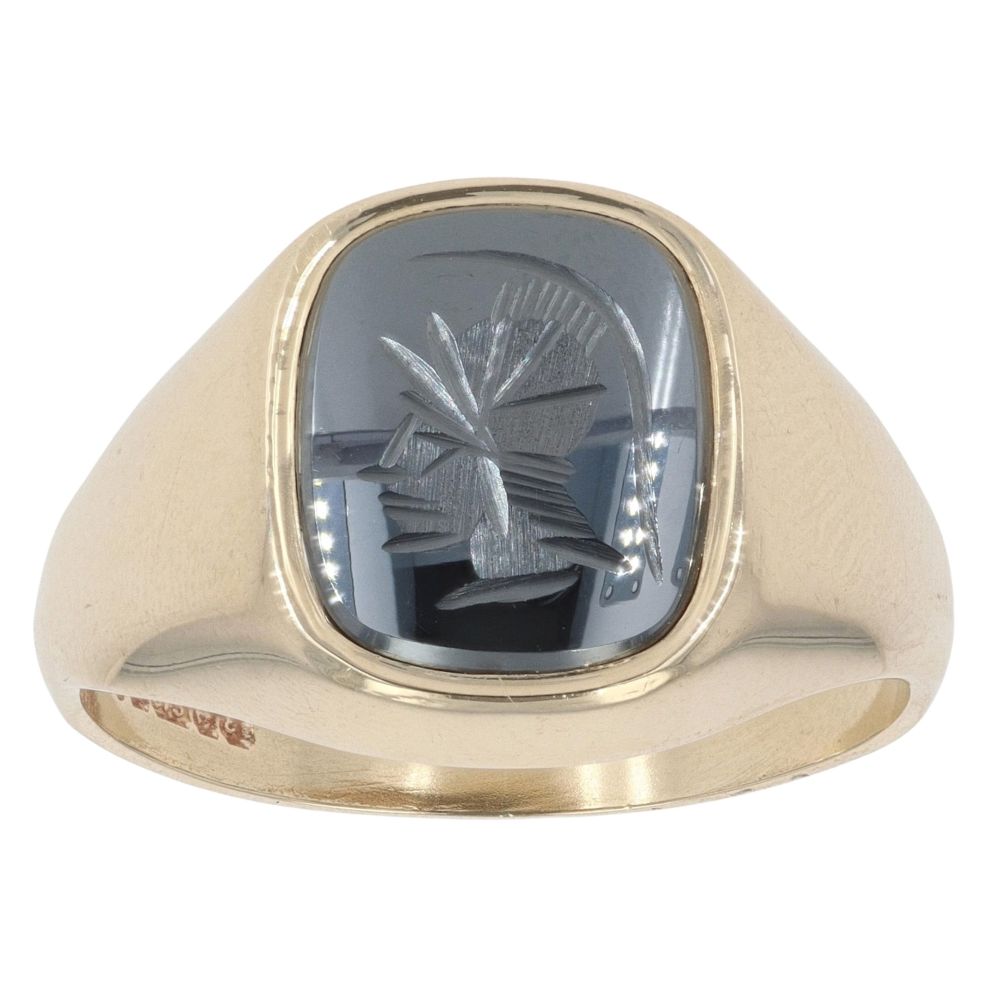 9ct Yellow Gold Hematite Centurion Signet Ring RAMS793357467005 ...